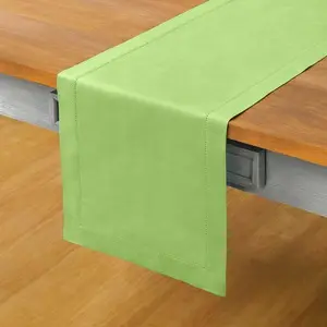 SOLINO HOME Cotton Hemstitch Table Runner - Apple Green