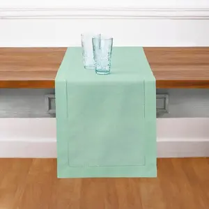 SOLINO HOME Cotton Hemstitch Table Runner - Aqua