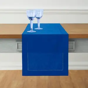 SOLINO HOME Cotton Hemstitch Table Runner - Blue