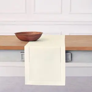 Solino Home Cotton Hemstitch Table Runner - Ivory