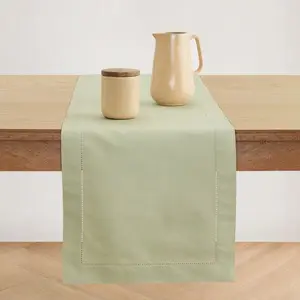 Solino Home Cotton Hemstitch Table Runner - Sage
