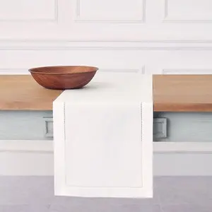 Solino Home Cotton Hemstitch Table Runner - White