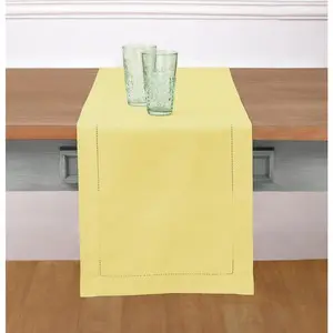 SOLINO HOME Cotton Hemstitch Table Runner - Yellow