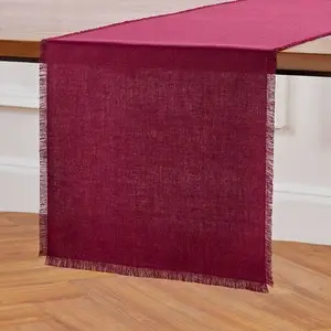 SOLINO HOME Linen Table Runnerfringe - Beet
