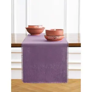 SOLINO HOME Linen Table Runnerfringe - Mulberry
