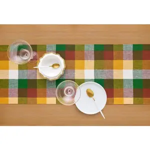 Solino Home Linen Table Runner For Dining Table - Fall Check