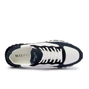 MALLET Popham Perforated Leather Sneakers - White/navy