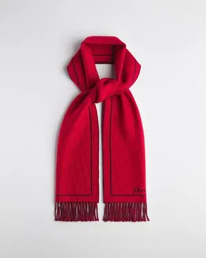 Dior Oblique Scarf - Red Wool
