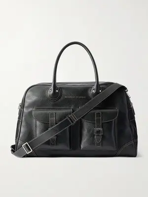 Brunello Cucinelli Full-grain Leather Weekend Bag - Black