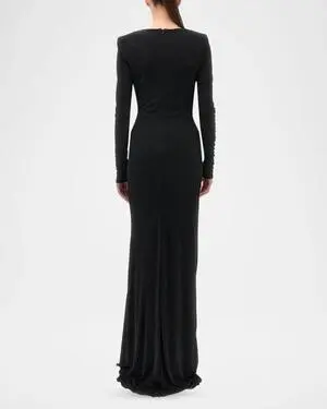 Roberto Cavalli Draped Crepe Jersey Gown - Black