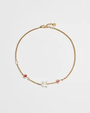 Dior Amour Doves & Roses Necklace - Gold-finish Metal And Multicolor Lacquer