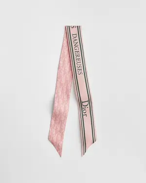 Dior Book Cover Mitzah Scarf - Pink And Green Silk Twill