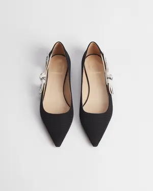 Dior J'adior Ballet Flat - Black Technical Fabric