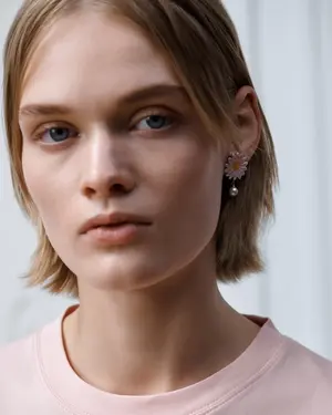 Dior Daisy Asymmetrical Earrings