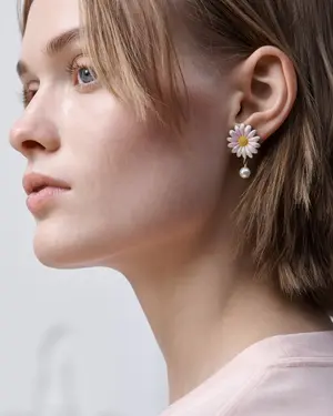 Dior Daisy Asymmetrical Earrings