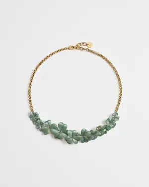 Dior Clover Chain Necklace - Gold-finish Metal And Green Lacquer