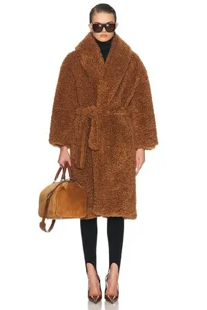 Atlein Long Teddy Wrap Coat - Lion