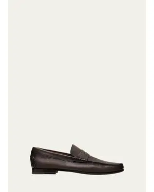Santoni Ikangia Leather Penny Loafers - Dkbrwn
