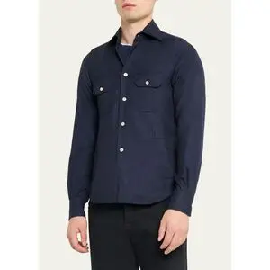 Kiton Cashmere Twill Double-pocket Button-down Shirt