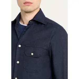 Kiton Cashmere Twill Double-pocket Button-down Shirt