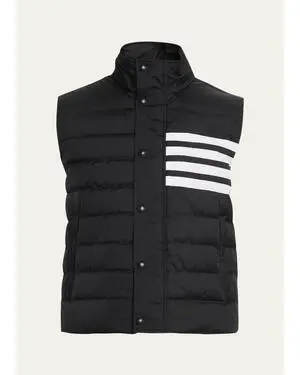 Thom Browne Shiny Ripstop 4-bar Down Vest - Black