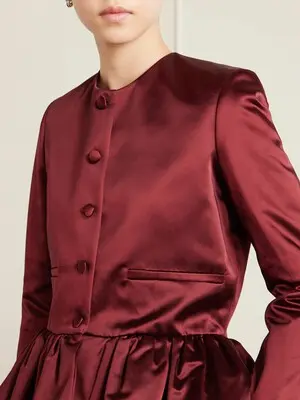 LIBEROWE Cotton-blend Duchesse-satin Peplum Jacket - Burgundy