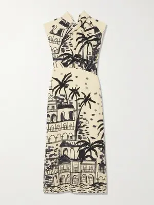 Johanna Ortiz Interdimensional Cutout Printed Silk Midi Dress