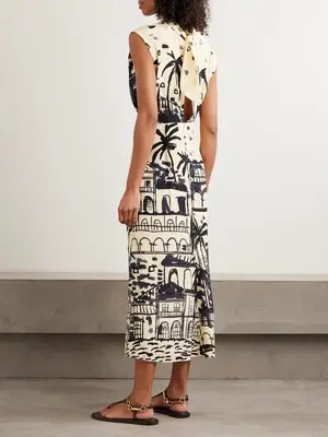 Johanna Ortiz Interdimensional Cutout Printed Silk Midi Dress