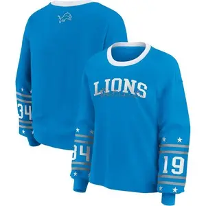 WEAR BY ERIN ANDREWS Detroit Lions Sport Long-sleeve T-shirt - Blue