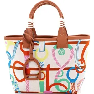 HERMES Sac Steeple 25 Tote Printed Toile With Leather