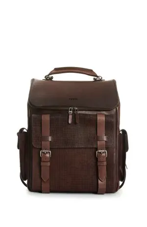 VELEZ Leather Archaeology Backpack - Dark Brown
