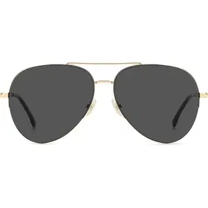 Victoria Beckham Pilot 62mm Aviator Sunglasses - Gold Black/grey