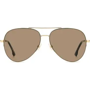 Victoria Beckham Pilot 62mm Aviator Sunglasses - Gold Blue/brown