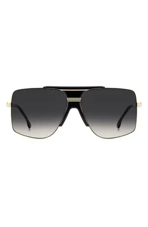 Victoria Beckham 62mm Square Aviator Sunglasses - Black Gold/dark Grey Sf