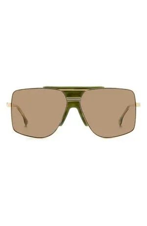 Victoria Beckham 62mm Square Aviator Sunglasses - Green Marble Gold/brown