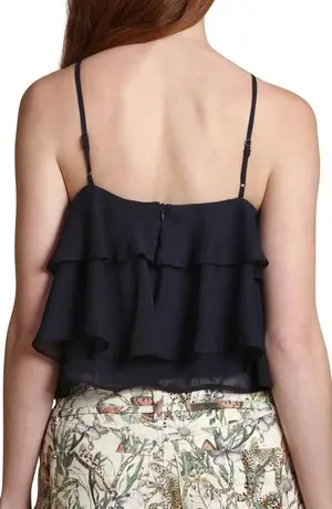 Avec Les Filles Rosette Ruffle Halter Top - Deep Navy