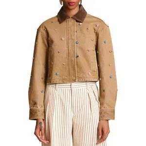 Avec Les Filles Embellished Cropped Barn Jacket