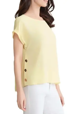 Jones New York Button Side Short Sleeve Top - Cornsilk