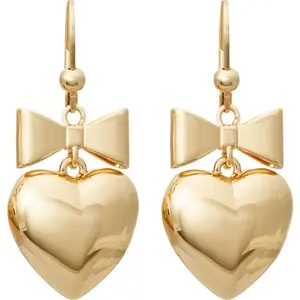 Tory Burch Heart & Bow Drop Earrings - Tory Gold