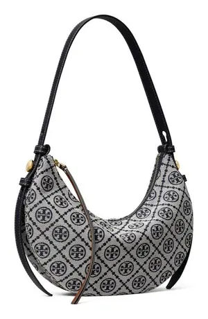 Tory Burch Romy T Monogram Half Moon Shoulder Bag