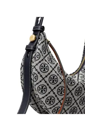 Tory Burch Romy T Monogram Half Moon Shoulder Bag