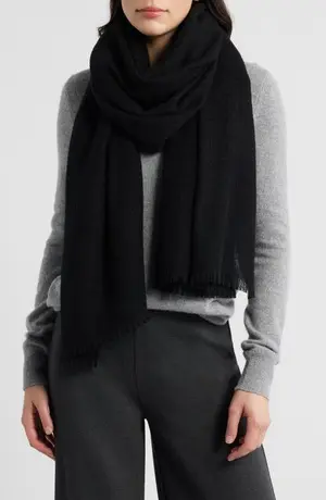 Vince Check Cashmere & Wool Scarf - Black