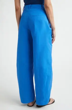 Partow High-waist Barrel Leg Cotton Pants - Azure