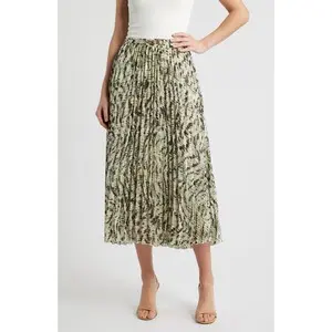 Anne Klein Printed Pleated Maxi Skirt