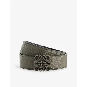 Loewe Reversible Anagram Leather Belt - Dark Khaki/black
