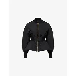 Alaïa Woven Peplum-hem Bomber Jacket