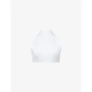 Alaïa Plastron Halterneck Cotton-poplin Top - Blanc