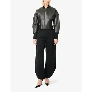 Alaïa Cinch Leather Bomber Jacket