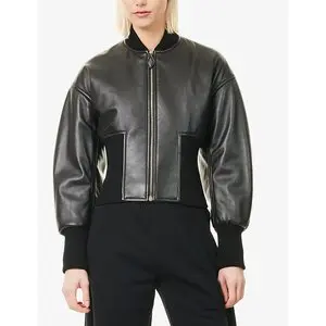 Alaïa Cinch Leather Bomber Jacket