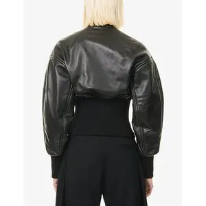 Alaïa Cinch Leather Bomber Jacket